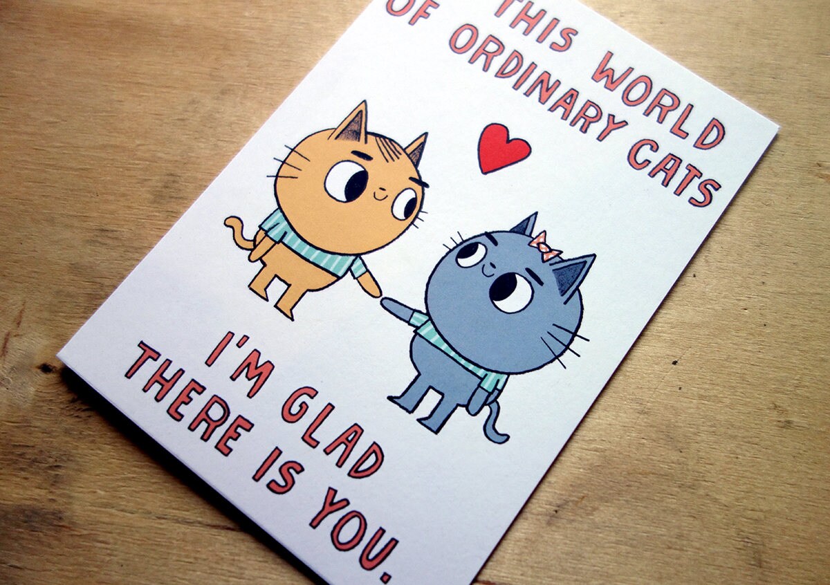 Cats Valentine Card / I Love You Card - Etsy
