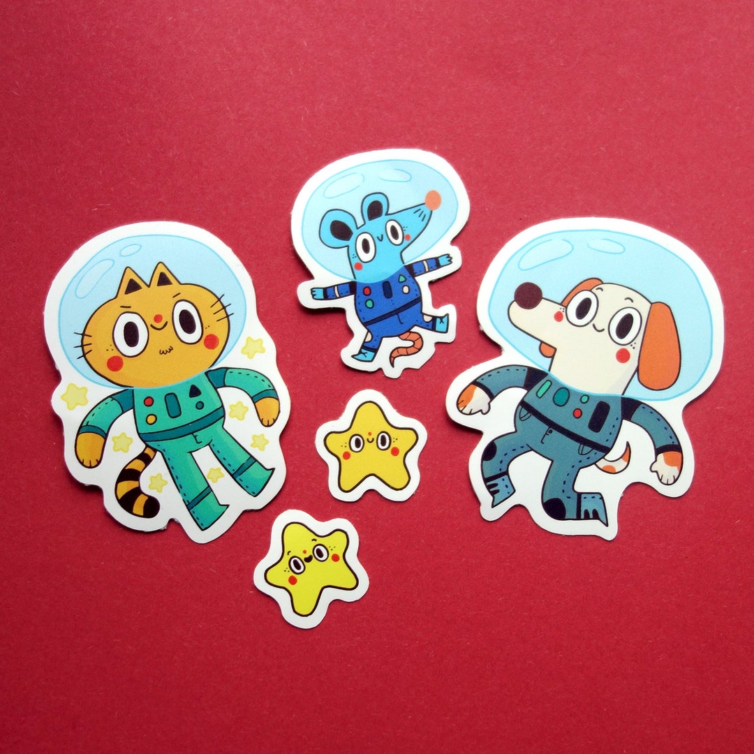 Space Pals Sticker Pack / Animals Sticker Set - Etsy
