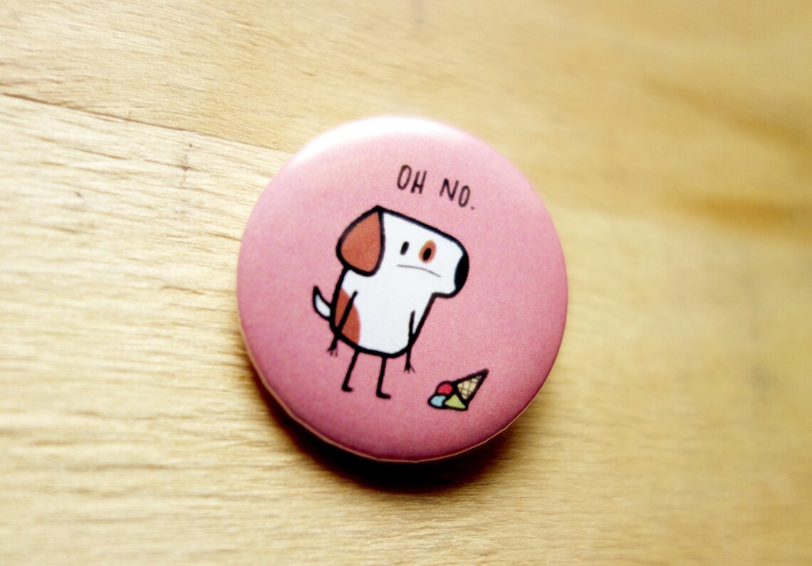 Funny Dog Button Pin | Etsy