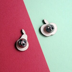 Cute Apple & Pear Pins / Wooden Lapel Pins - Etsy
