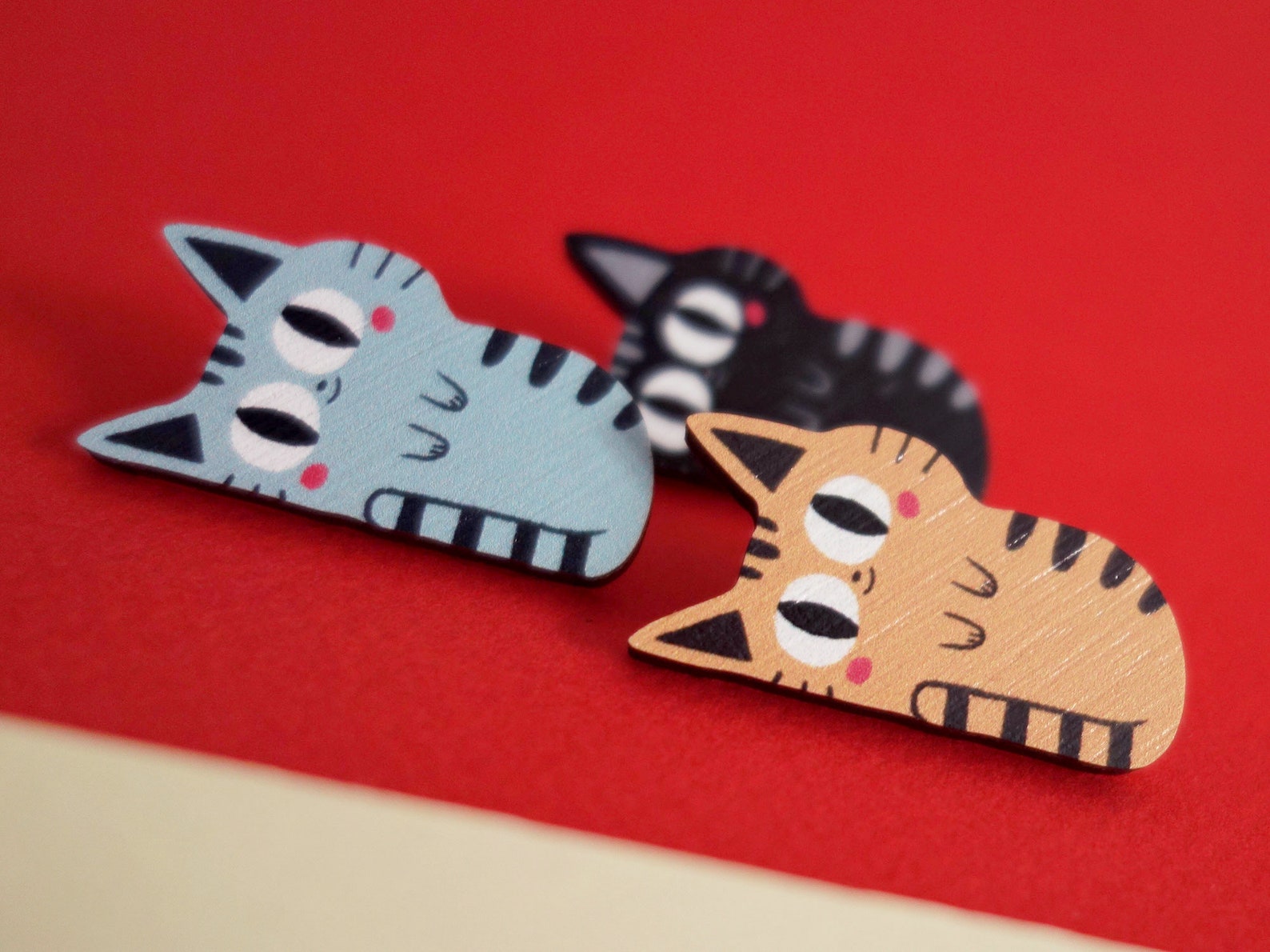 Cat Wooden Pins - Etsy