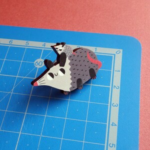 Possum Pin Badge / Opossum Wooden Brooch - Etsy