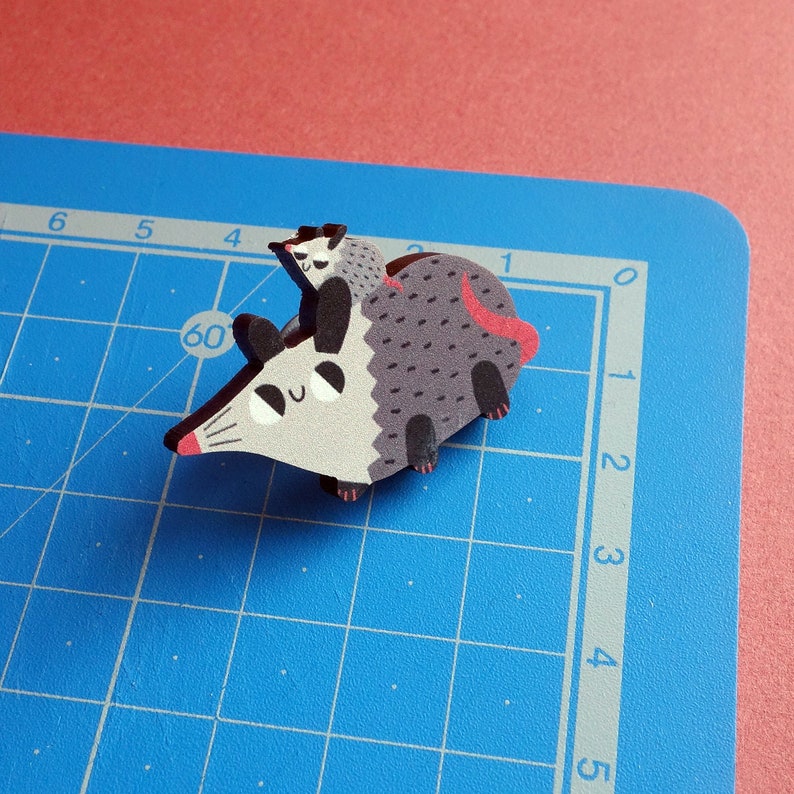 Possum Pin Badge / Opossum Wooden Brooch - Etsy