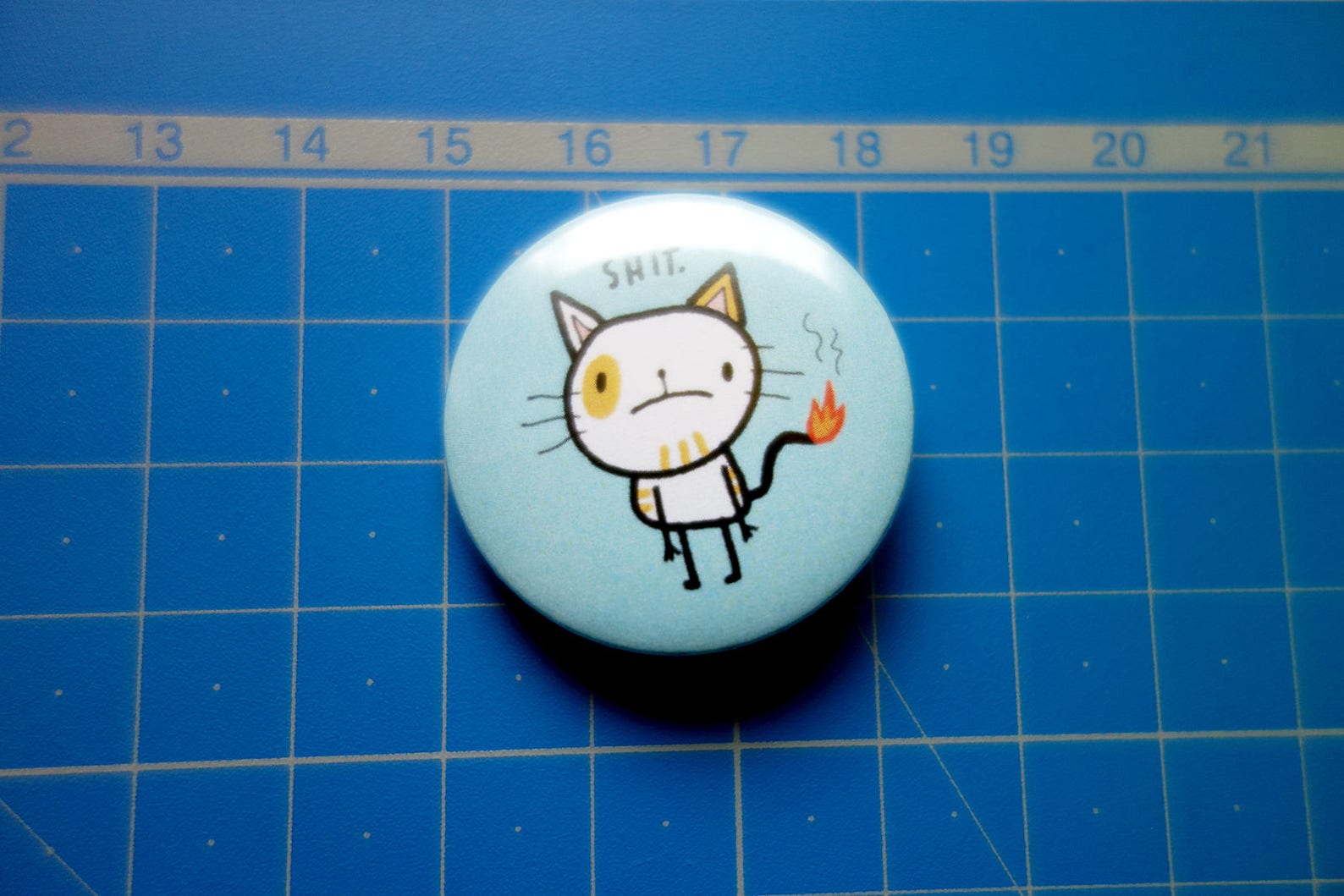 Funny Cat Button Pin / Sad Kitty Pinback Button - Etsy