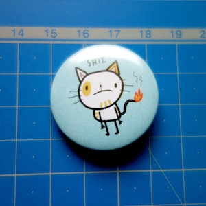 Funny Cat Button Pin / Sad Kitty Pinback Button - Etsy