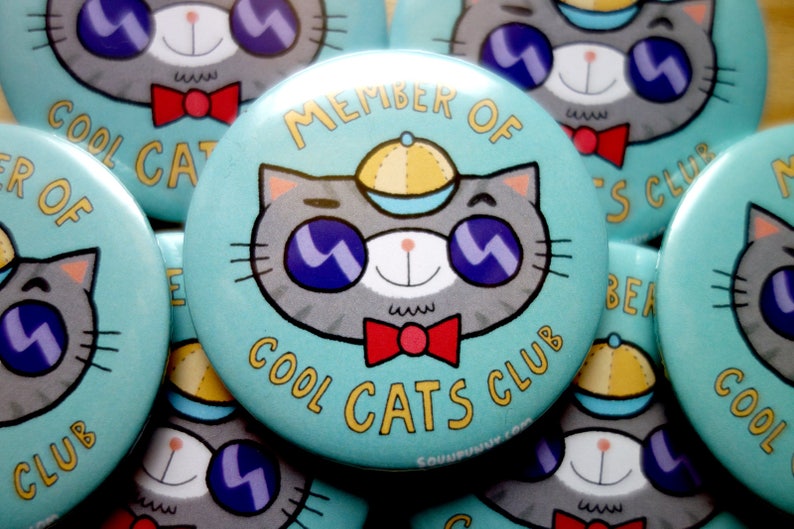Cool Cats Club Button Pin - Etsy
