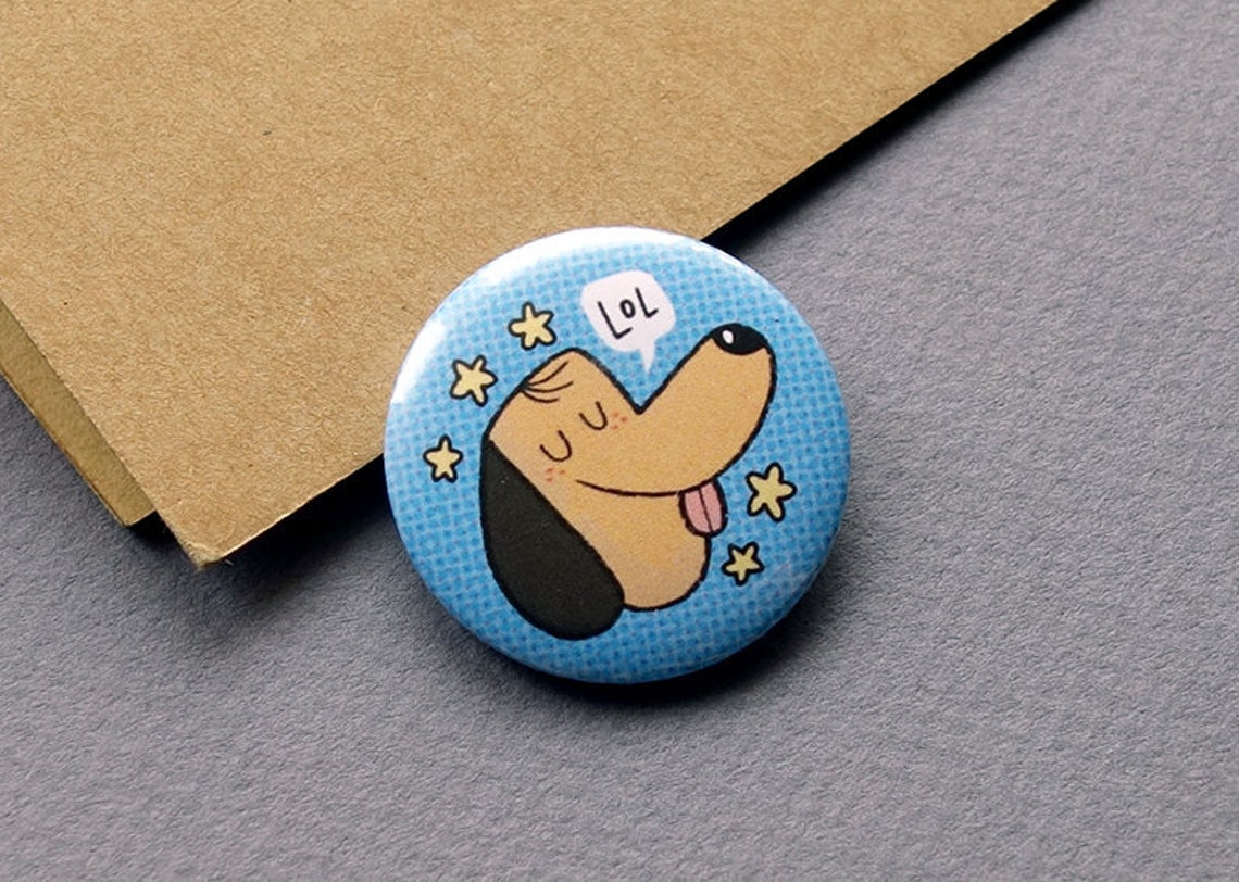 Funny Dog Button Pin - Etsy
