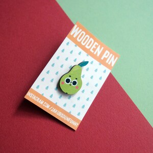 Cute Apple & Pear Pins / Wooden Lapel Pins - Etsy