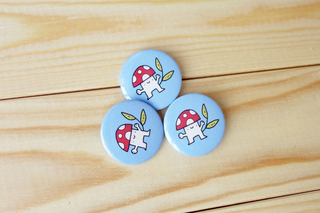 Cute Mushroom Button / Toadstool Pin - Etsy