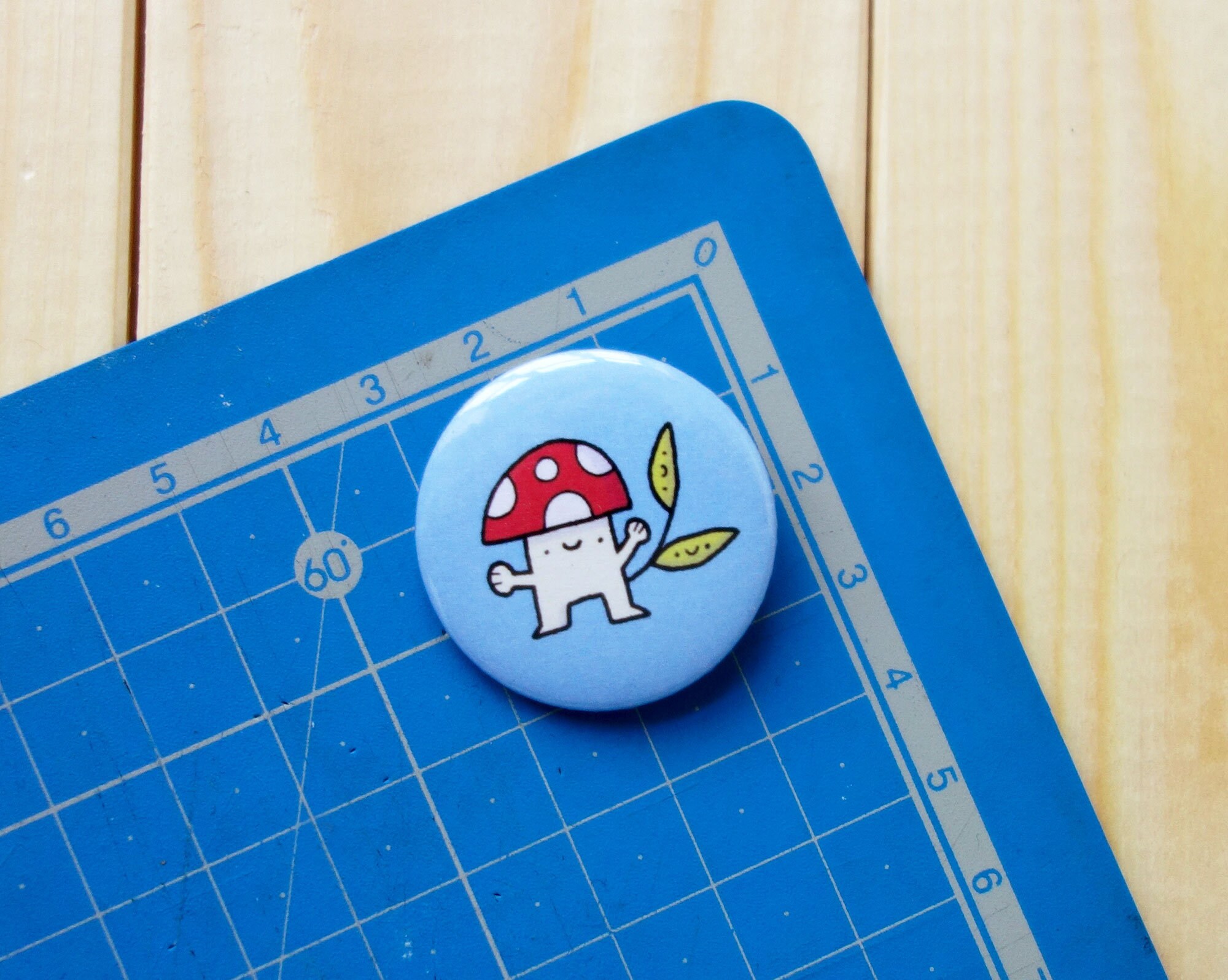 Cute Mushroom Button / Toadstool Pin - Etsy