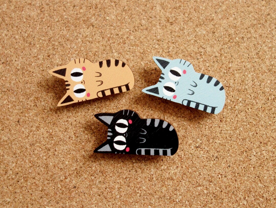 Cat Wooden Pins - Etsy