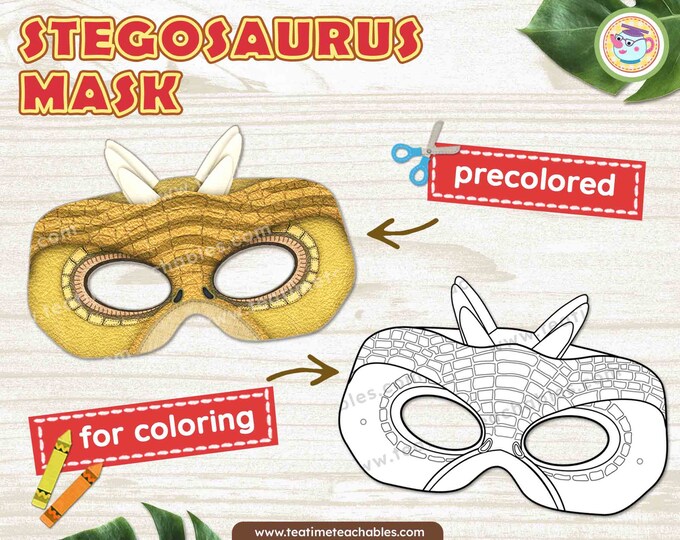 Dinosaurs Printable Coloring Masks, Dinosaur Masks, Triceratops Mask ...