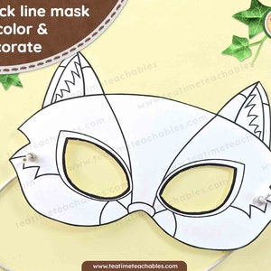 FOX Mask: Precolored and for Coloring - Printable Mask for Kids - PDF ...
