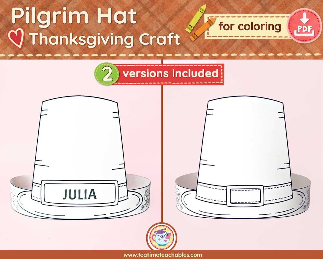 Printable Pilgrim Hat for Coloring - Easy Thanksgiving Craft for Kids ...