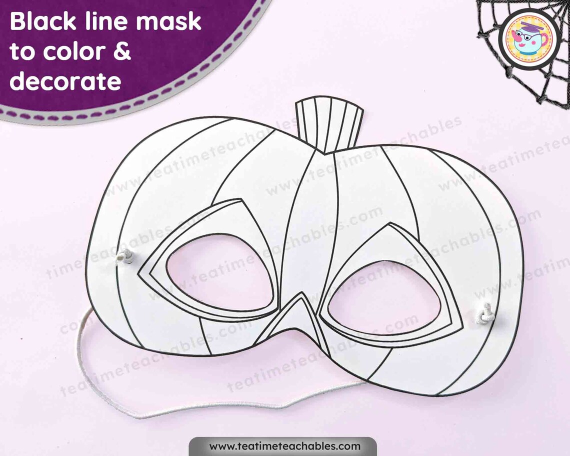 JACK-O-LANTERN Mask: Precolored and for Coloring Printable Halloween ...