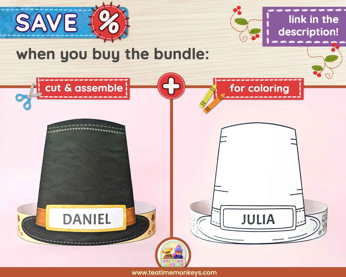 Printable Pilgrim Hat for Coloring Easy Thanskgiving Craft - Etsy