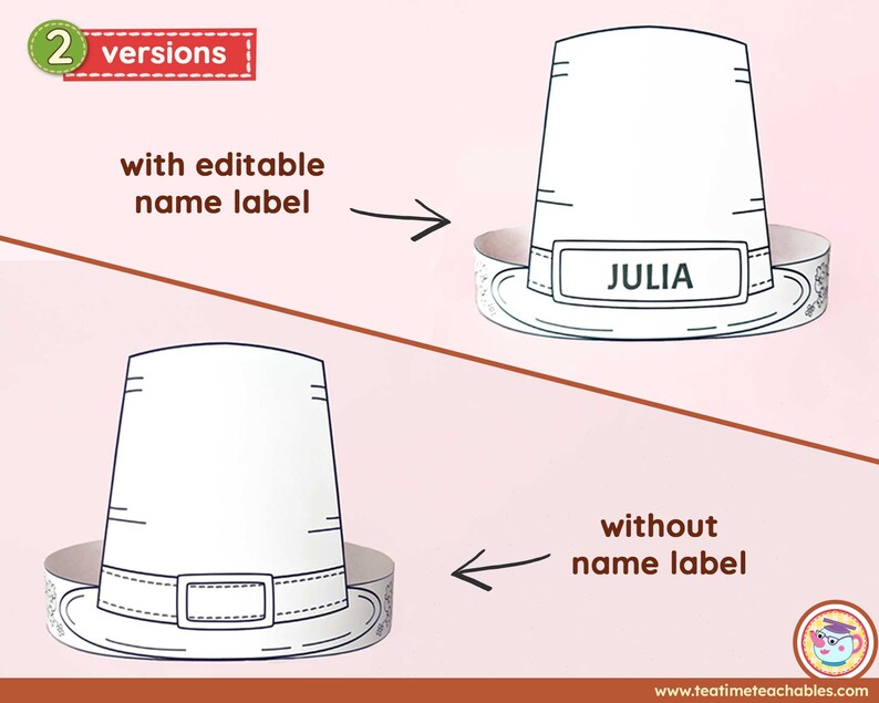 Printable Pilgrim Hat BUNDLE: Pre-colored and for Coloring | Easy ...