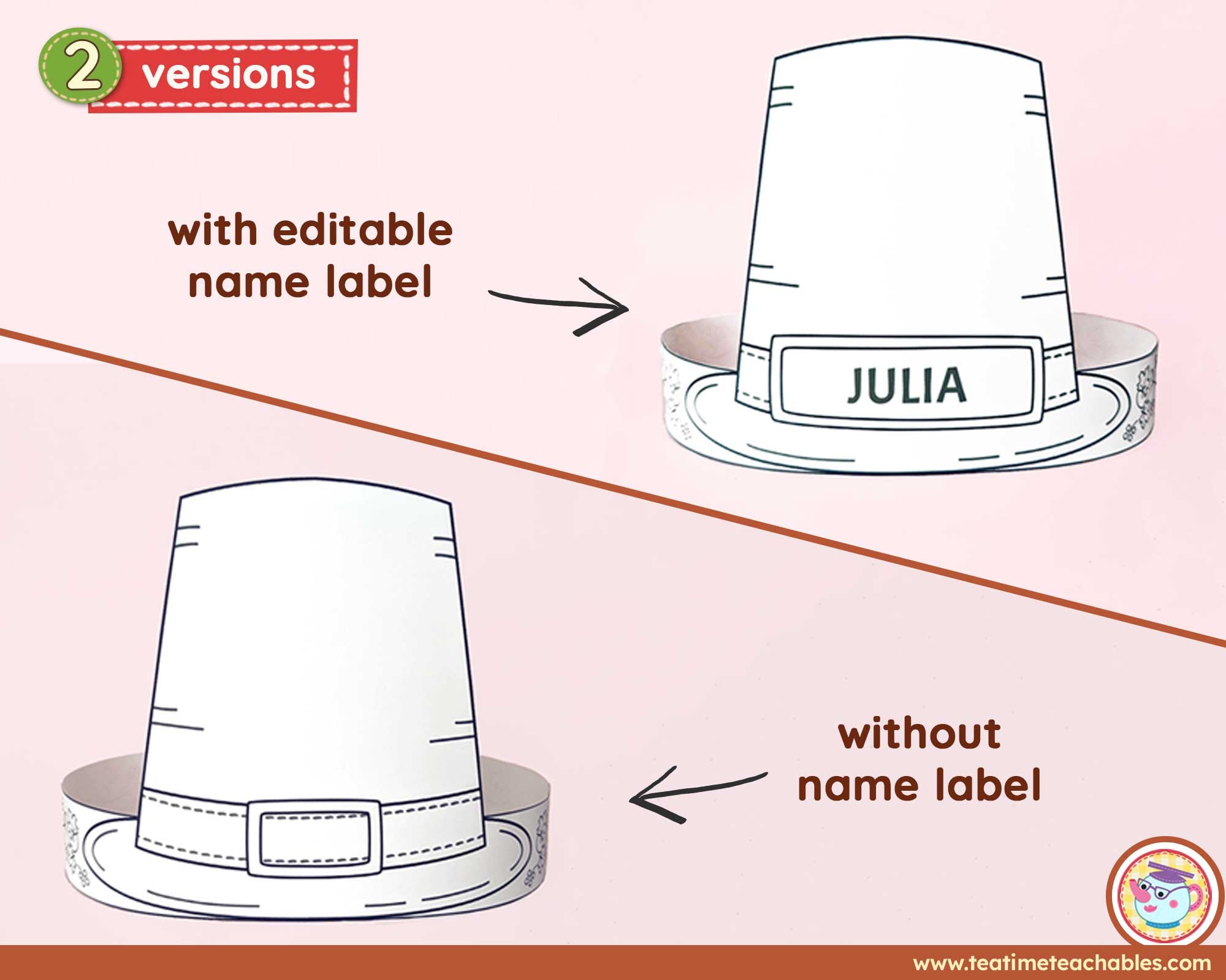 Printable Pilgrim Hat BUNDLE: Pre-colored and for Coloring | Easy ...