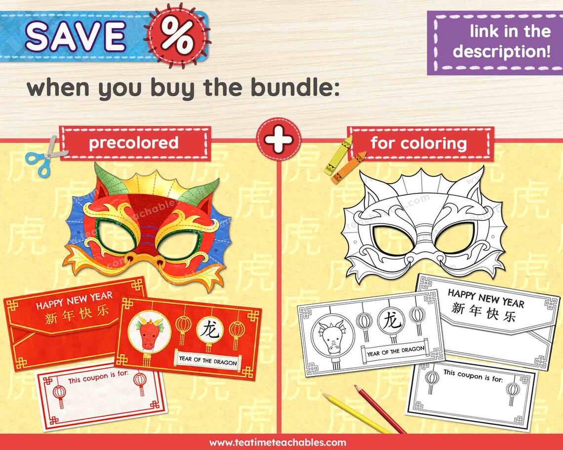 Year of the Dragon Craft: Printable Mask & Lucky Red Envelope With ...