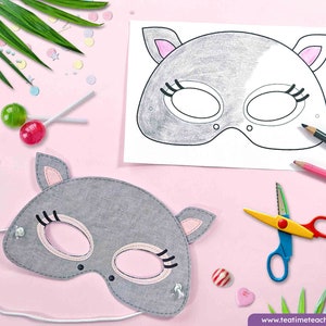 HIPPO Mask: Precolored and for Coloring- Printable Jungle Animals Mask ...