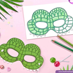 Crocodile Mask: Precolored & for Coloring, Jungle Animal Craft (PDF) - Etsy