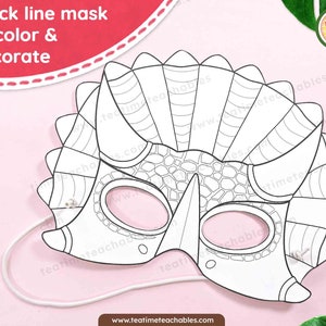 TRICERATOPS Dinosaur Mask: Precolored and for Coloring - Printable ...