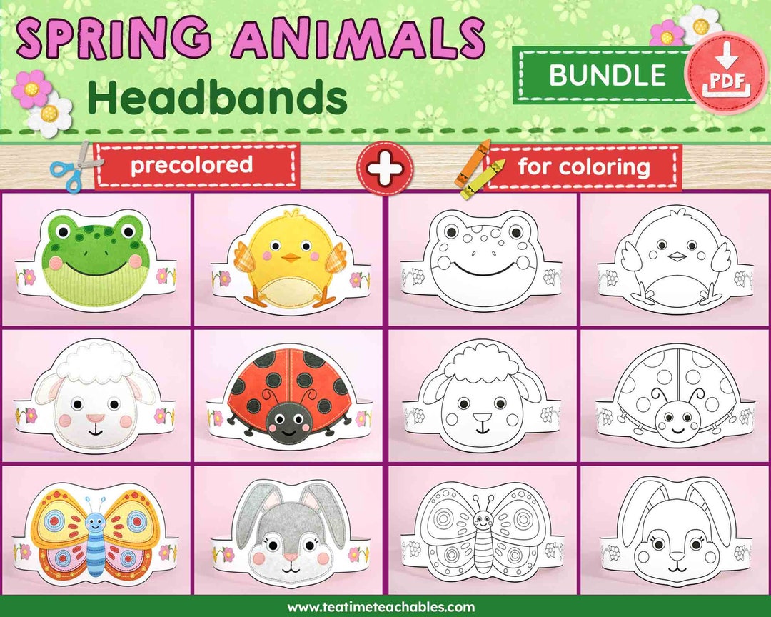 Spring Animal Headbands: Printable Craft Bundle (PDF) - Etsy
