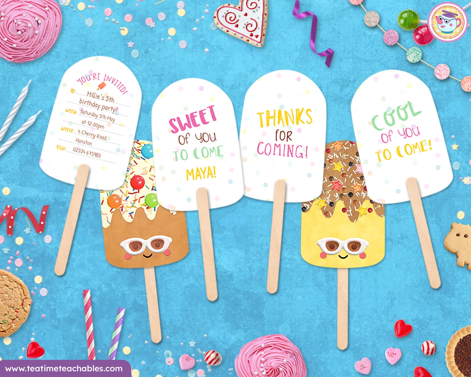Popsicle Ice Pops - CHEEKY CHOCOLATE - Editable Kid's Party Favors ...