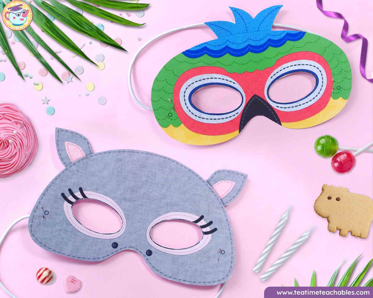 JUNGLE ANIMALS Masks Bundle Precolored for Coloring 20 Printable Masks ...