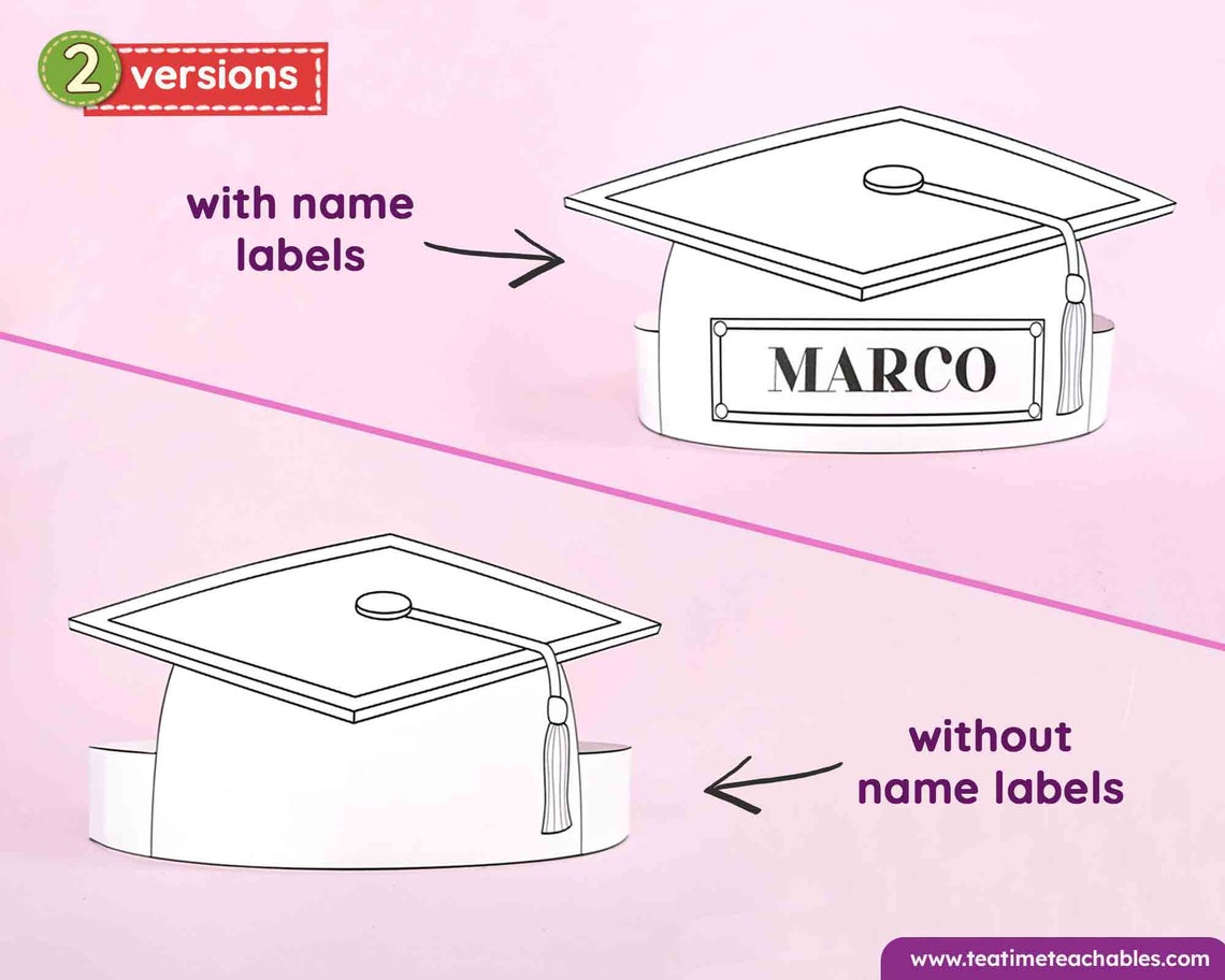 Printable GRADUATE CAP for Coloring Preschool Graduation & Kindergarten ...