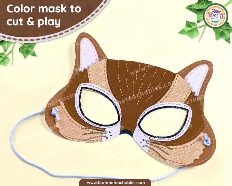 CHIPMUNK Mask: in Color and for Coloring - Printable Mask for Kids ...