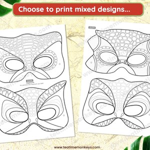 DINOSAURS Masks for Kids TEN Printable Masks to Color PDF Dinosaur ...