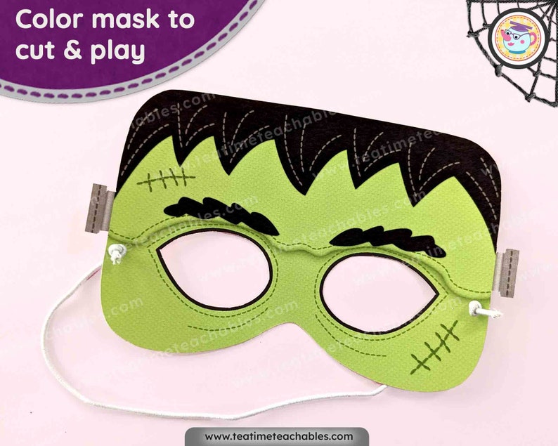 Printable Frankenstein Mask: Precolored & Coloring Halloween Craft (PDF ...