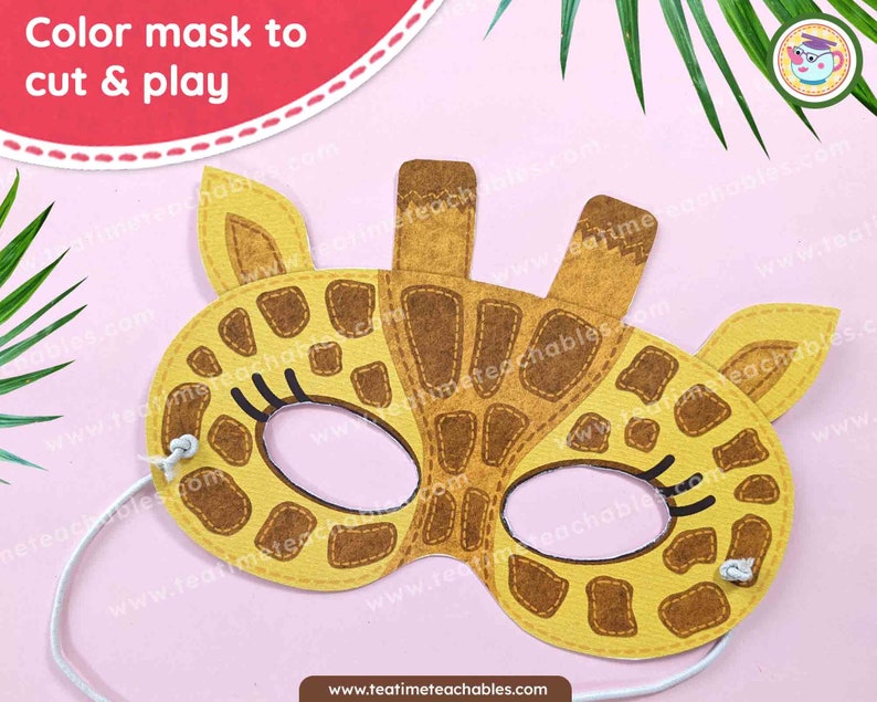 GIRAFFE Mask: Precolored and for Coloring- Printable Jungle Animals ...