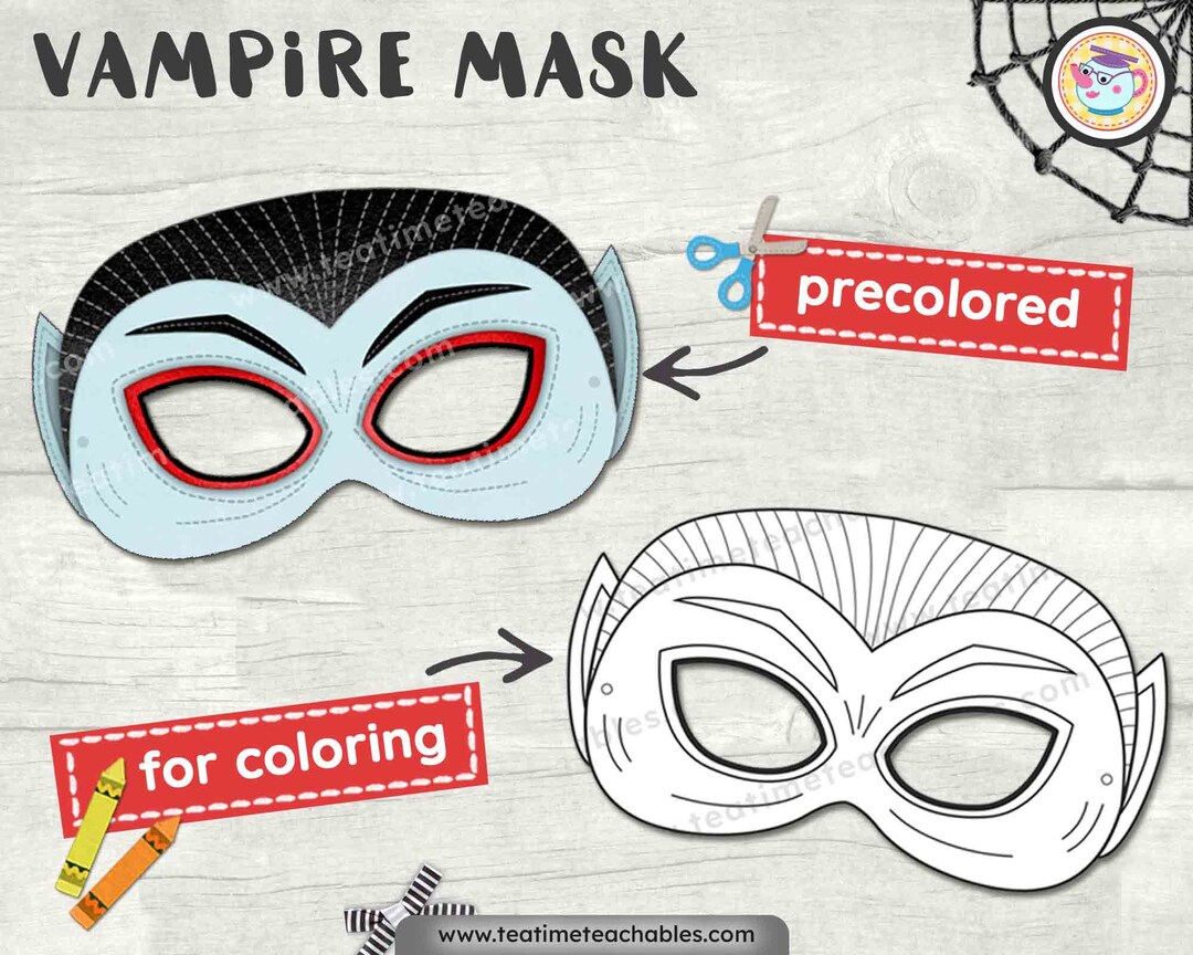 Printable Vampire Mask: Halloween Costume Craft for Kids (PDF) - Etsy