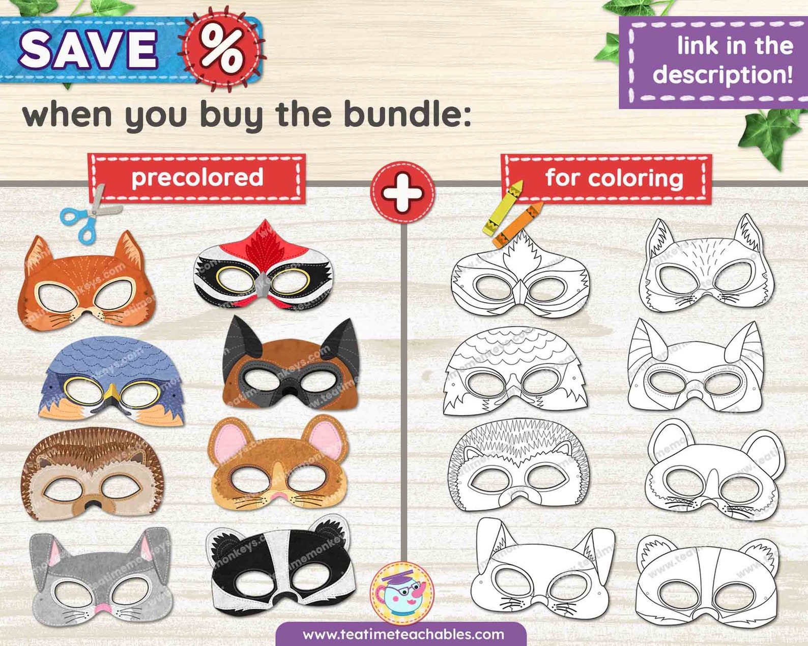 HAWK Mask: Precolored and for Coloring - Printable Mask for Kids - PDF ...