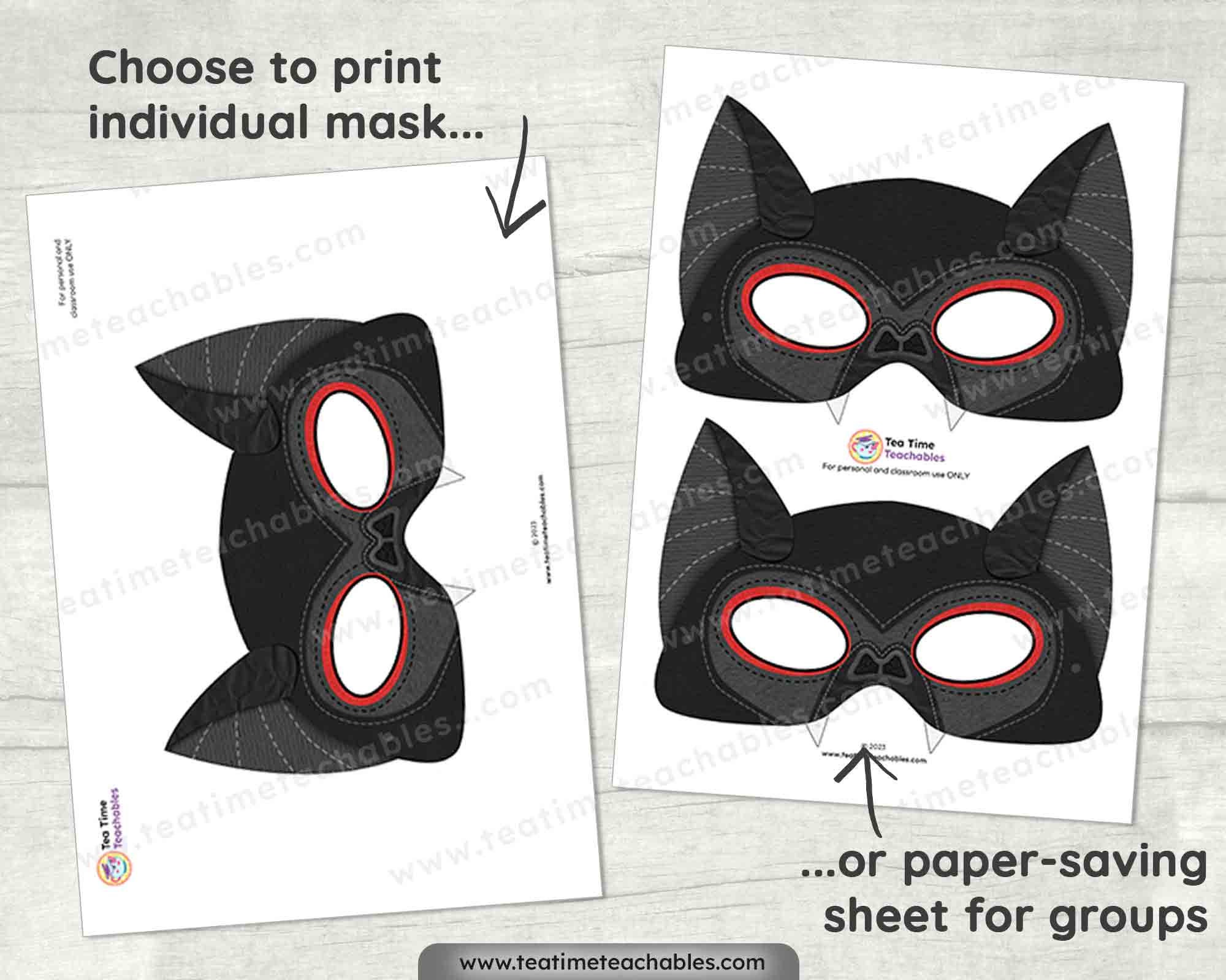 Printable Vampire Bat Mask: Halloween Costume Craft for Kids (PDF ...