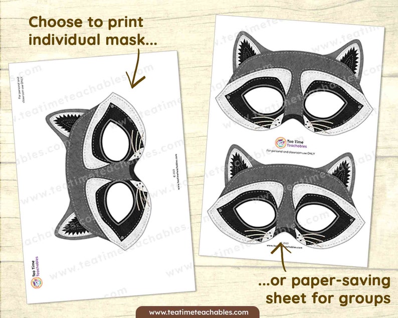 Printable Raccoon Mask: Precolored & Coloring Activity (PDF) - Etsy