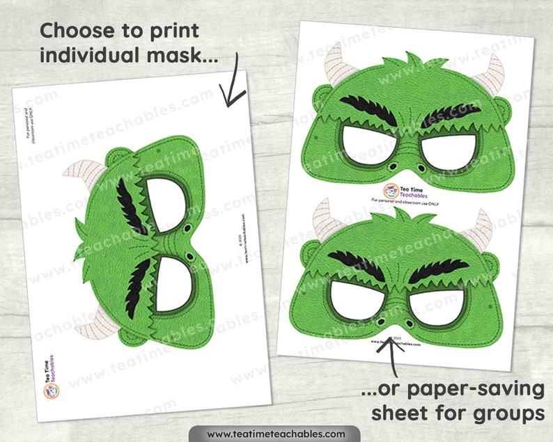 MONSTER Mask: Precolored and for Coloring Printable Halloween Mask for ...