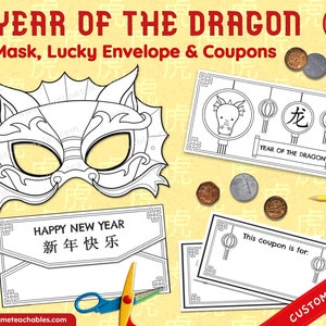 Year of the Dragon Craft: Printable Mask & Lucky Red Envelope With ...