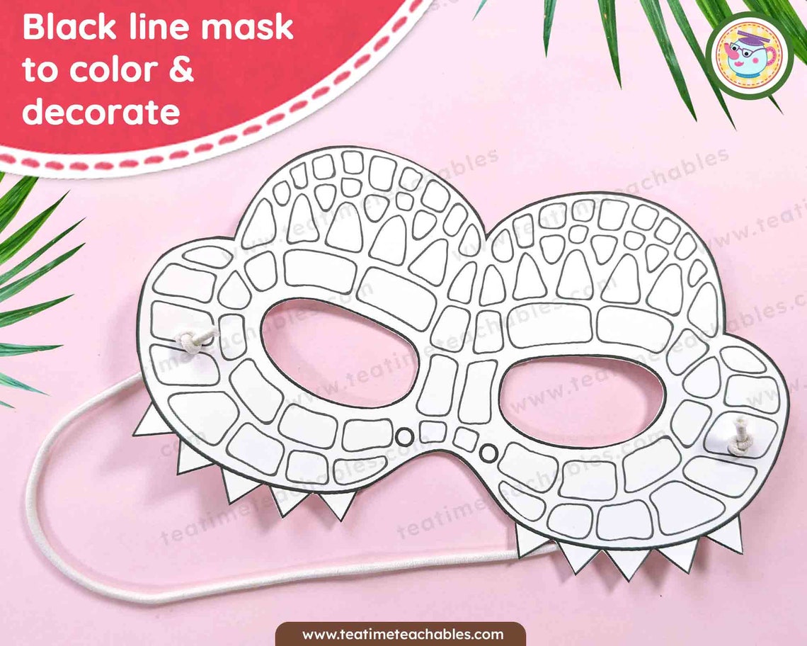 Crocodile Mask: Precolored & for Coloring, Jungle Animal Craft (PDF) - Etsy