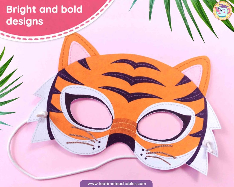 Jungle Animals Masks: Precolored Safari Party Costume for Kids (PDF) - Etsy