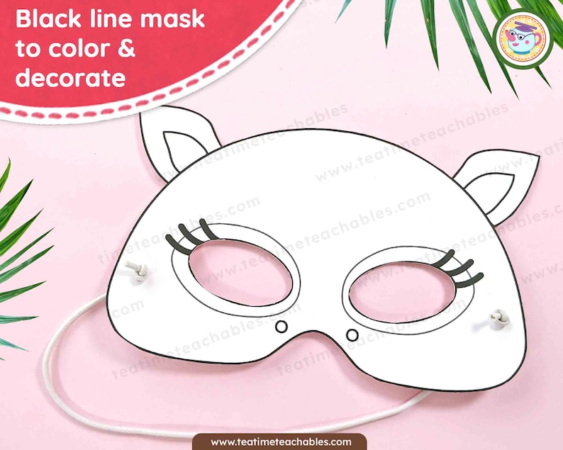 HIPPO Mask: Precolored and for Coloring- Printable Jungle Animals Mask ...