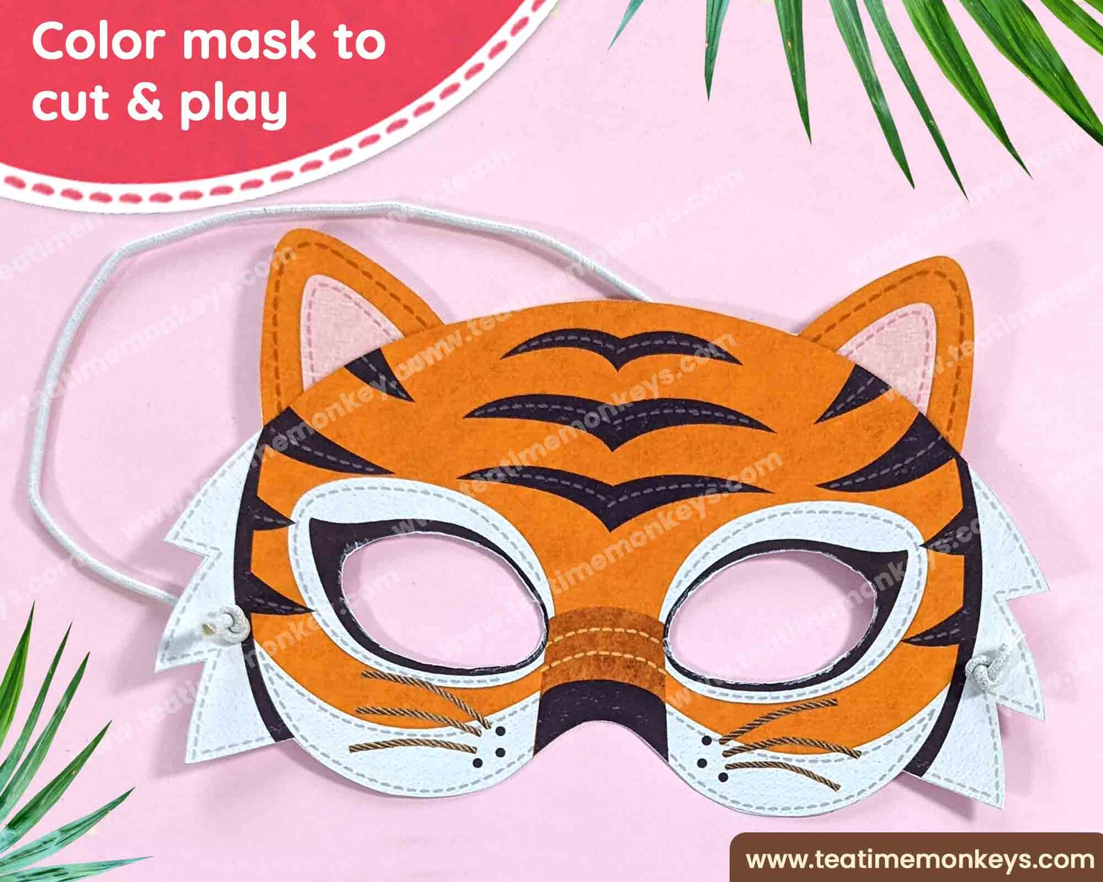 TIGER Mask: in Color and for Coloring Printable Jungle - Etsy