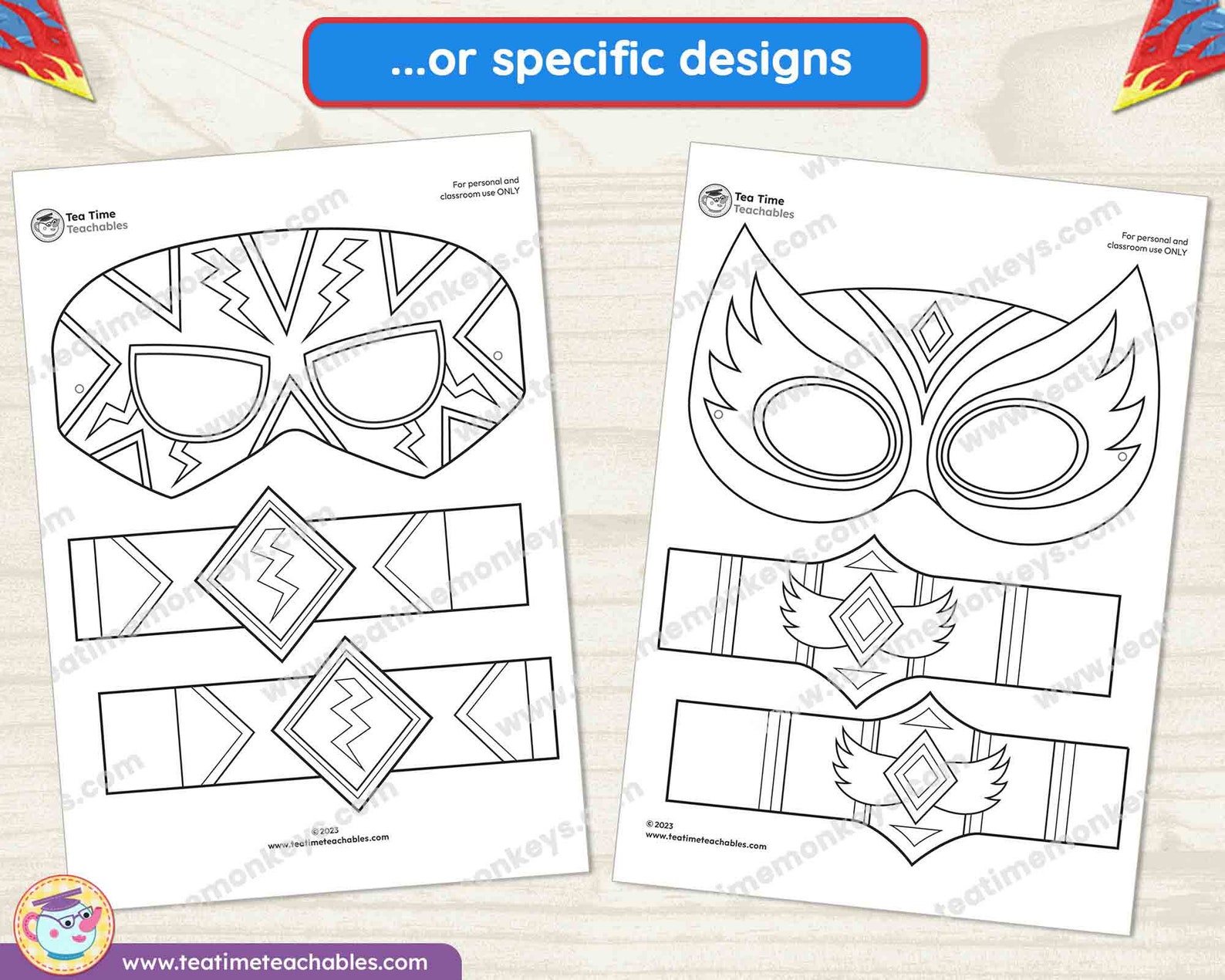 Superhero Masks for Kids: 10 Printable Masks & Wristbands to Color (PDF ...