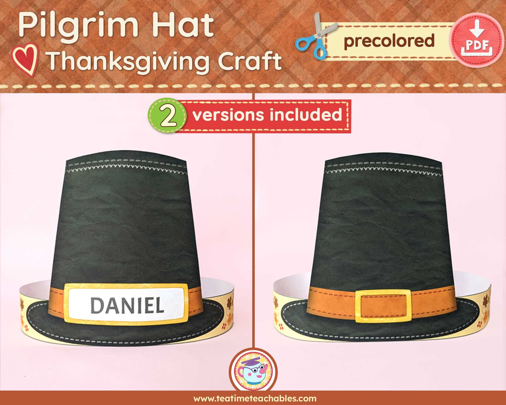 Printable Pilgrim Hat - Easy Thanksgiving Craft for Kids | PDF - Etsy