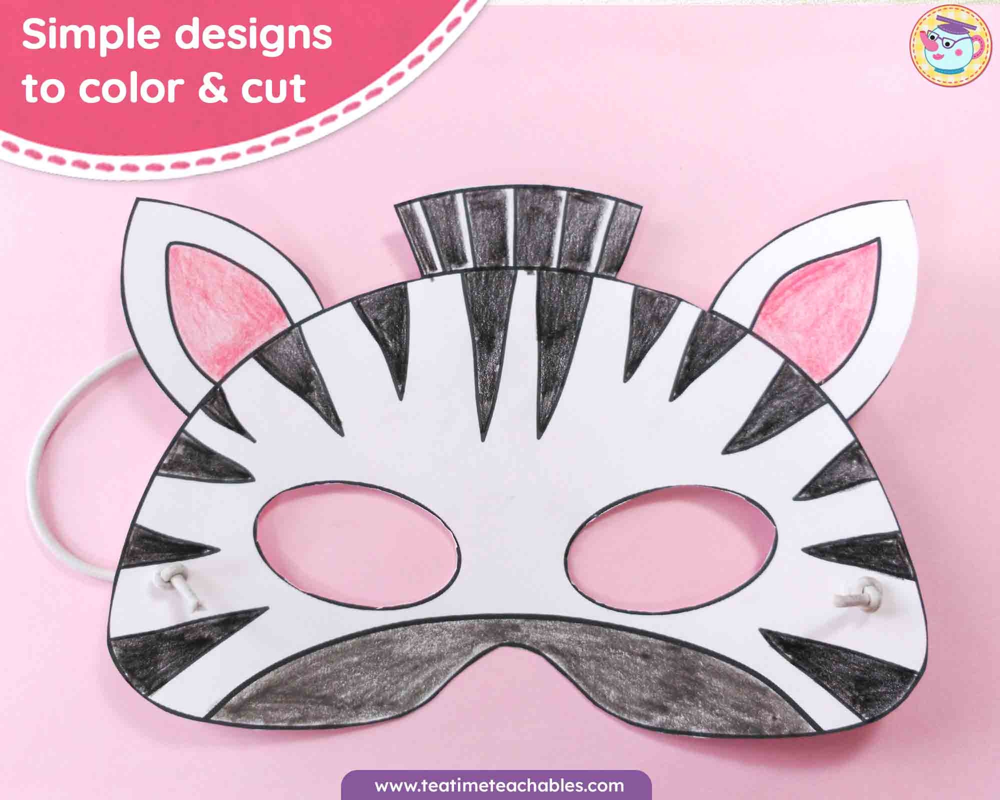 JUNGLE ANIMALS Masks Bundle Precolored for Coloring 20 Printable Masks ...