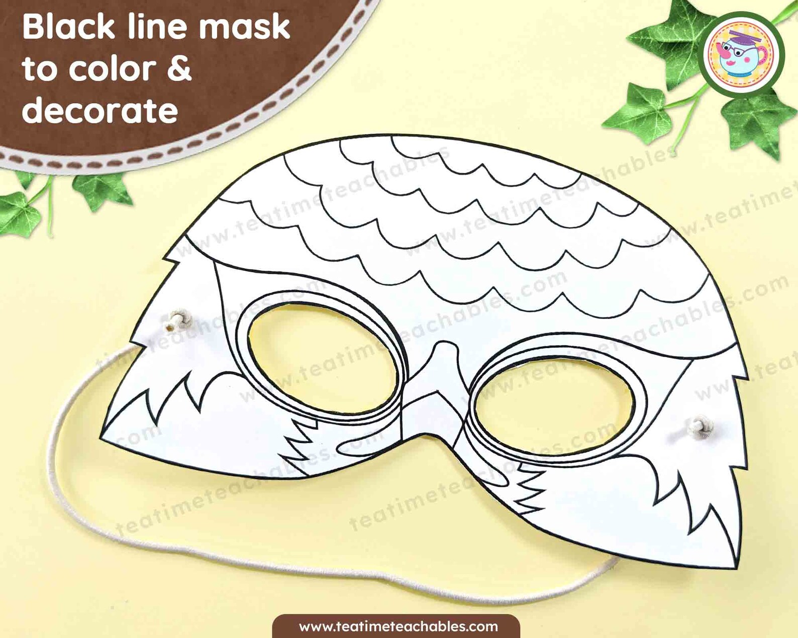 HAWK Mask: Precolored and for Coloring - Printable Mask for Kids - PDF ...