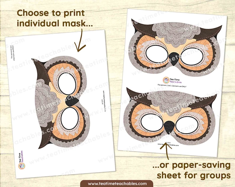 OWL Mask: in Color and for Coloring - Printable Mask for Kids - PDF ...