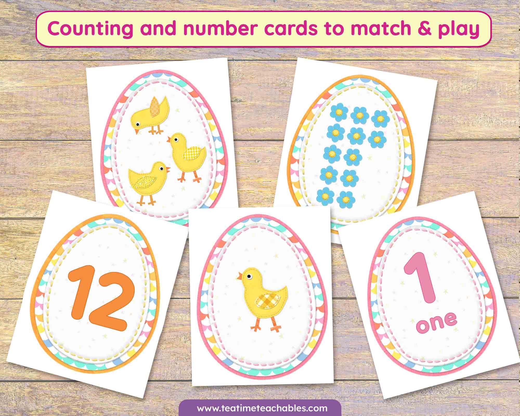 Spring-themed Matching Cards: Colors, Numbers & Sizes Educational Game ...